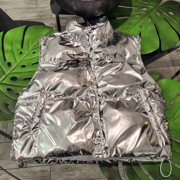 Jackets & Coats | Women Metallic Silver Puffer Vest | Poshmark